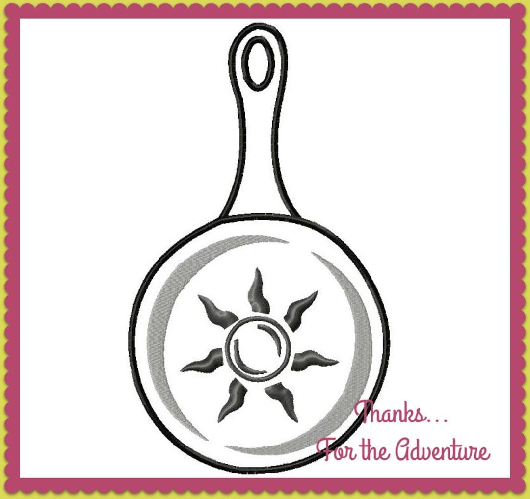 Rapunzel From Tangled Frying Pan Digital Embroidery Machine Applique ...