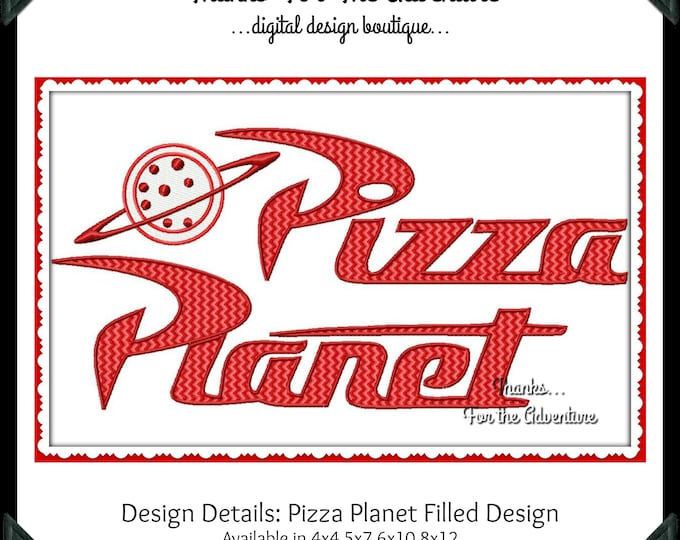 Pizza Planet From Toy Story Filled Digital Embroidery Machine Design ...