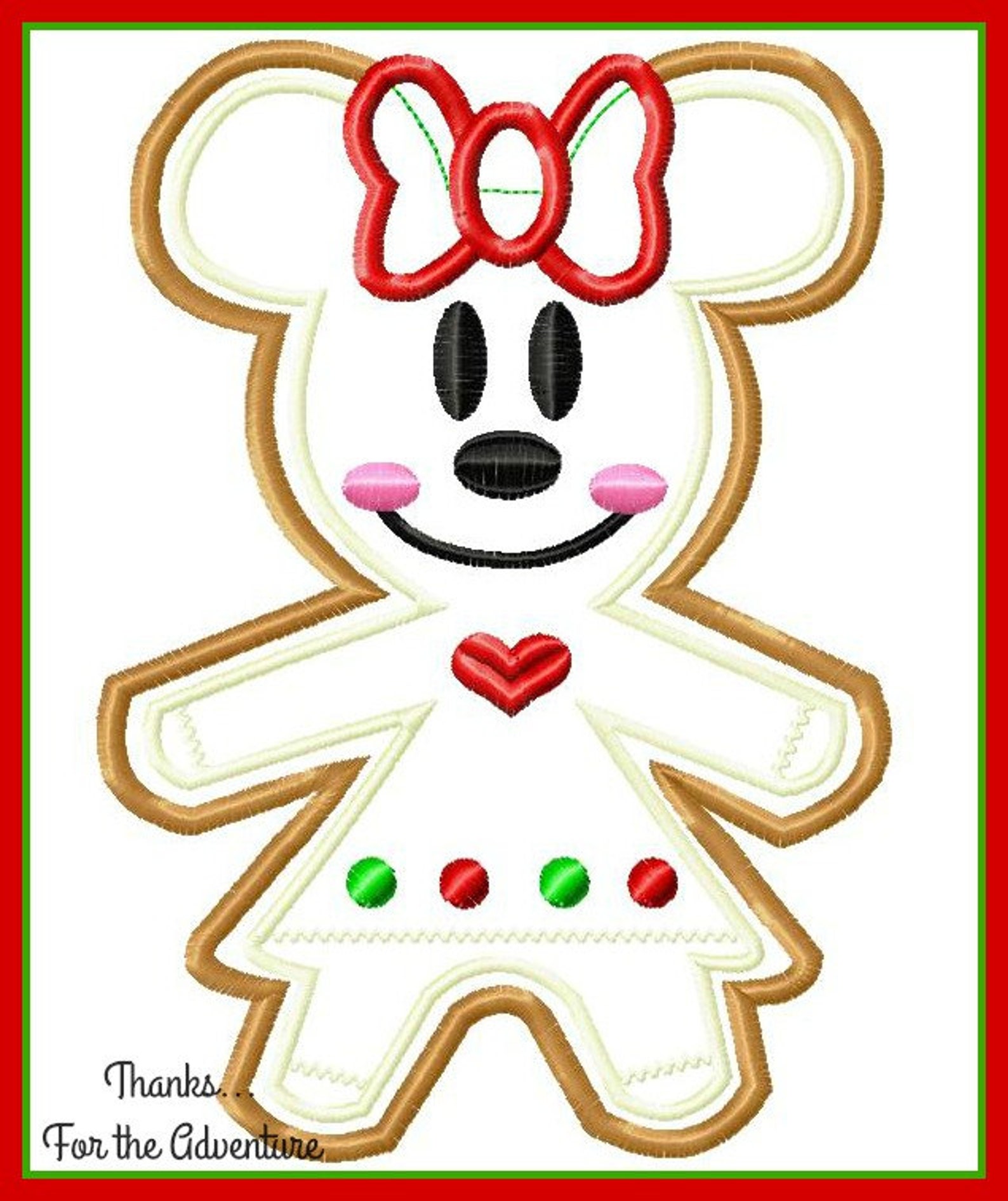 Minnie Mouse Gingerbread Cookie Applique Digital Embroidery - Etsy