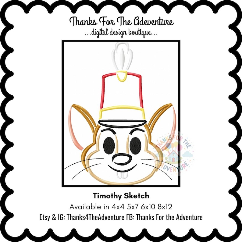 Timothy the Mouse From Dumbo the Flying Elephant Sketch Digital ...
