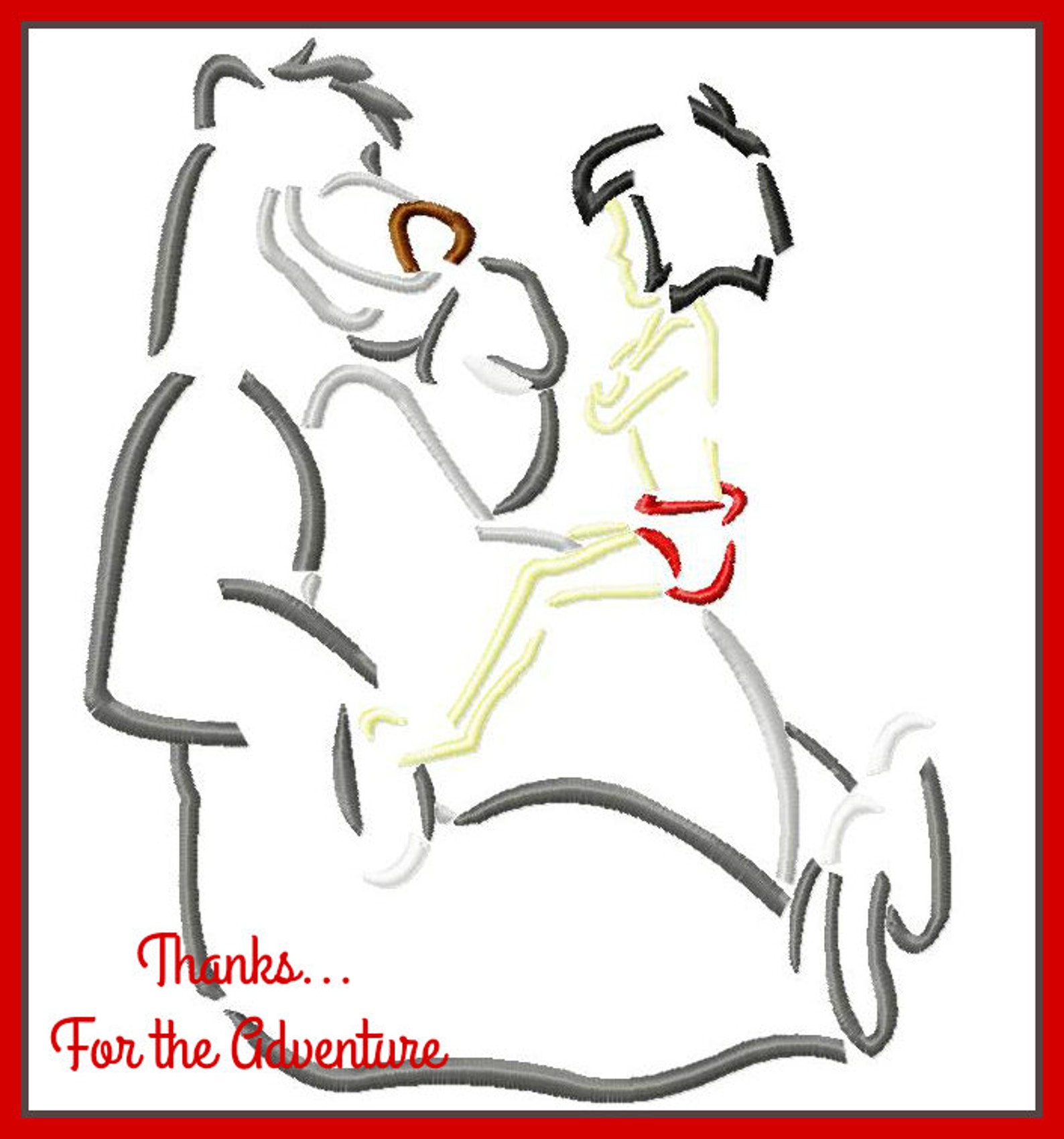 Baloo and Mowgli From the Jungle Book Sketch Digital Embroidery Machine ...