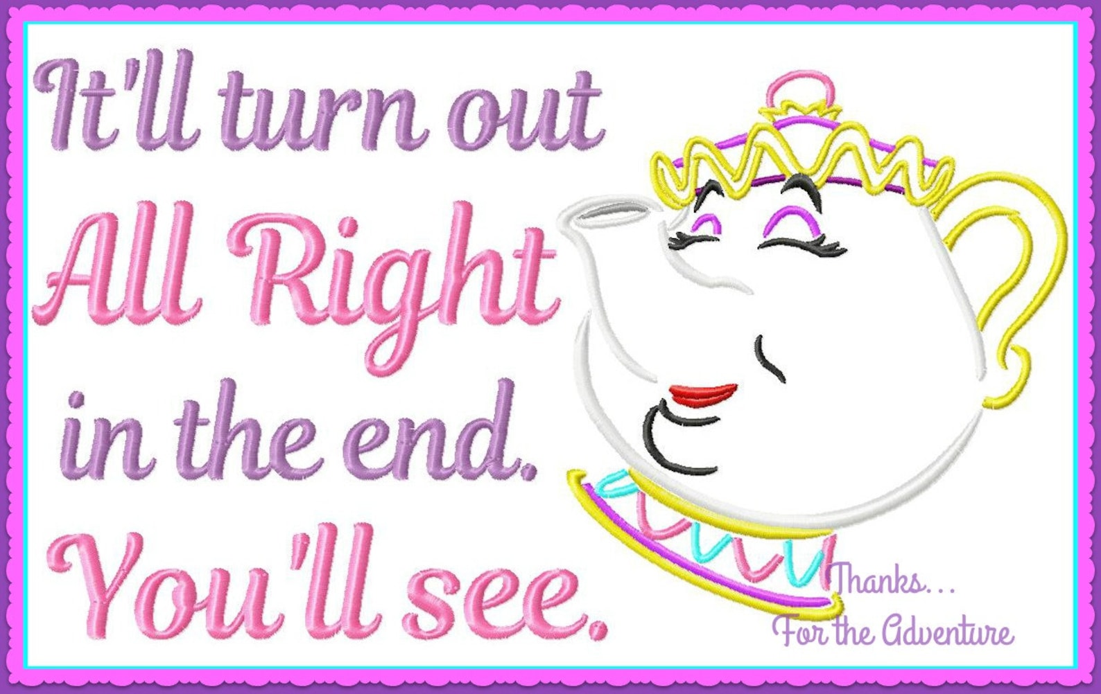 Mrs. Potts the Tea Pot From Beauty and the Beast Saying Combo - Etsy