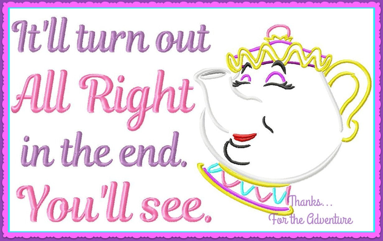 Mrs. Potts the Tea Pot From Beauty and the Beast Saying Combo - Etsy