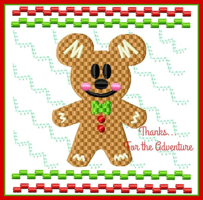 Mickey Mouse Christmas Gingerbread and Peppermint Faux Smocking Digital ...