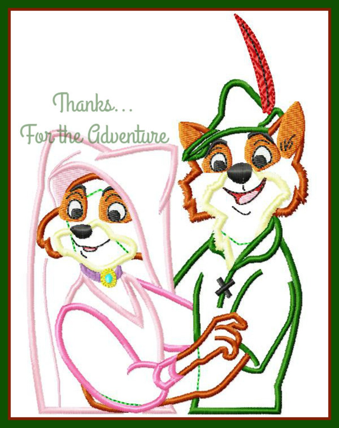 Robin Hood and Maid Marian Fox Digital Embroidery Machine Applique ...