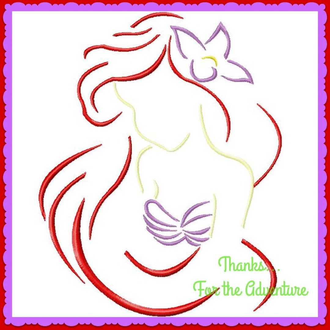 Ariel From the Little Mermaid Sketch Digital Embroidery Machine ...