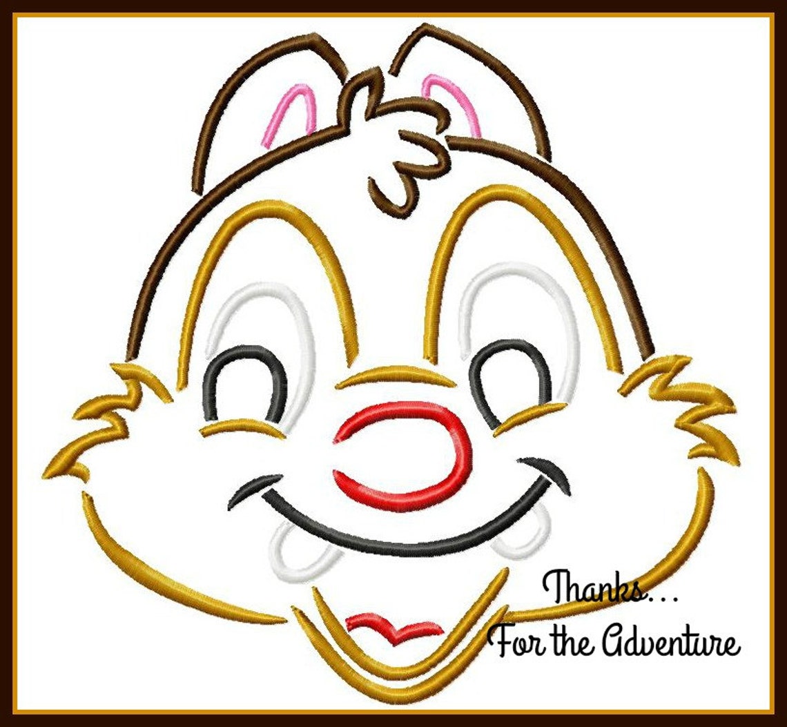 Dale From Chip and Dale Chipmunks Sketch Digital Embroidery Machine ...