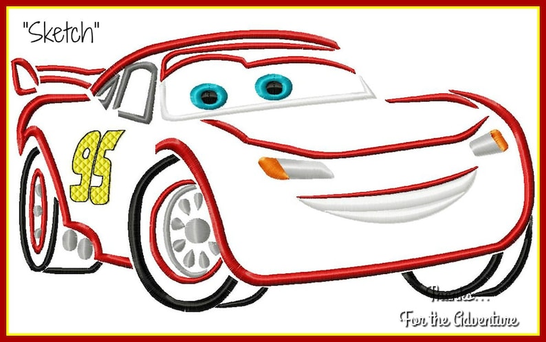 Ka Chow! Lightning Mcqueen the Race Car From Cars Digital Embroidery ...