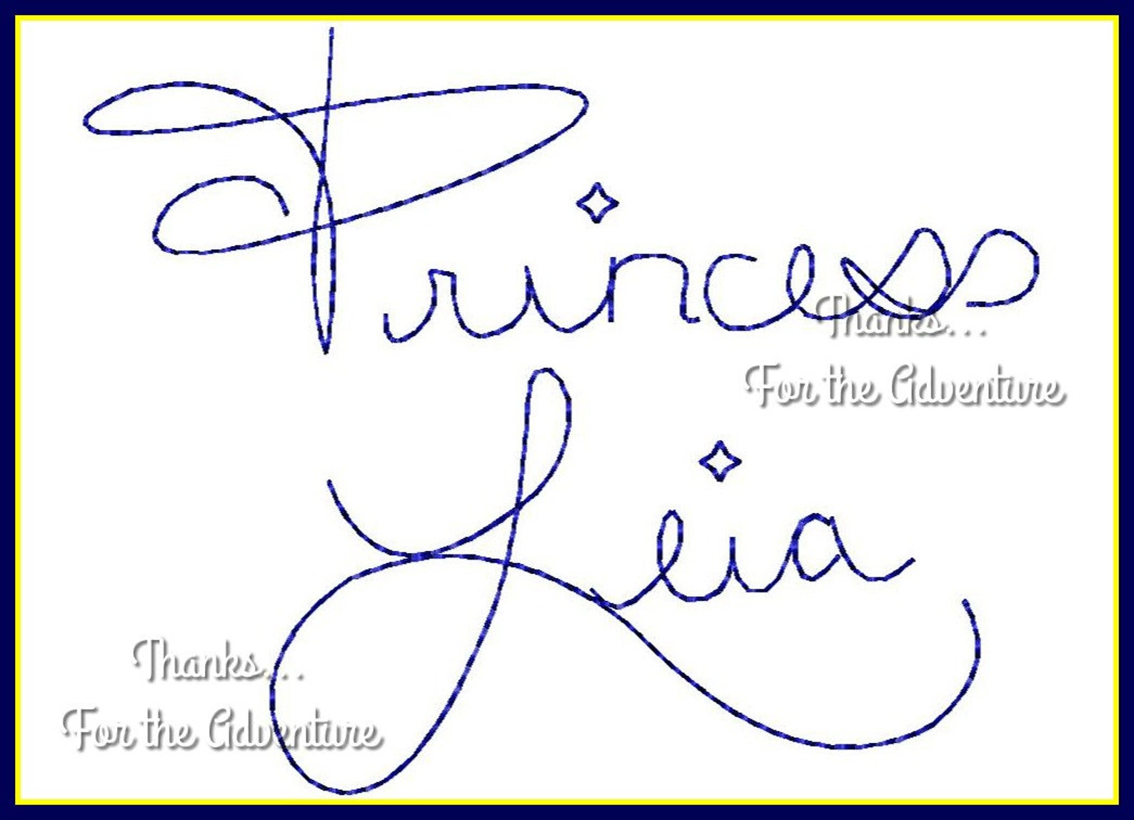 Star Wars Princess Leia Cosplay Autograph Digital Embroidery - Etsy