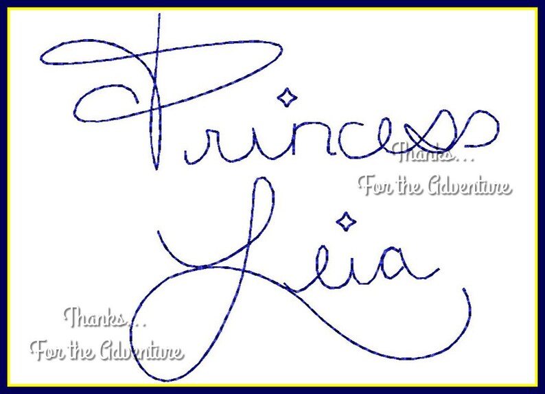 Star Wars Princess Leia Cosplay Autograph Digital Embroidery - Etsy