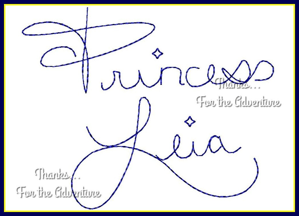 Star Wars Princess Leia Cosplay Autograph Digital Embroidery - Etsy