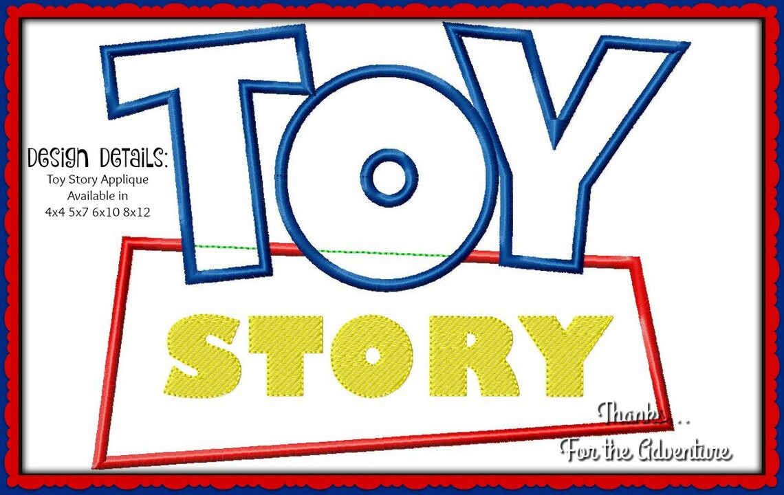 Toy Story Logo Applique Digital Embroidery Machine Design File 4x4 5x7 ...