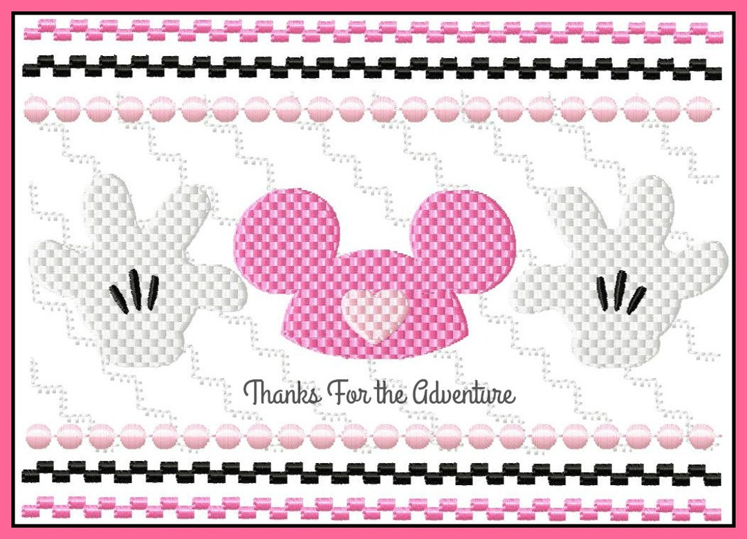 Hey Minnie Mouse Club Hat and Hands Faux Smocking Digital Embroidery ...