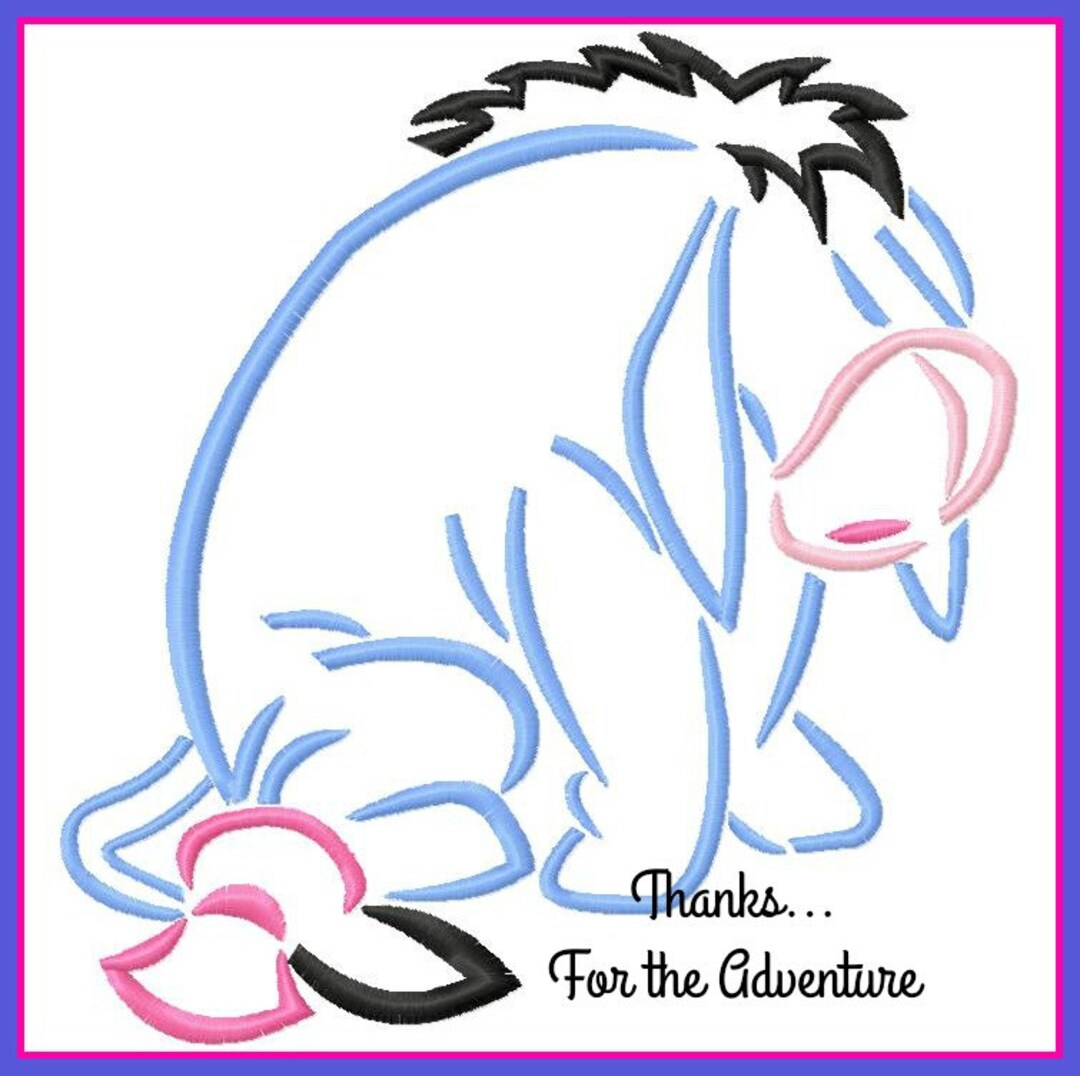 Eeyore From Winnie the Pooh Sketch Digital Embroidery Machine Design ...