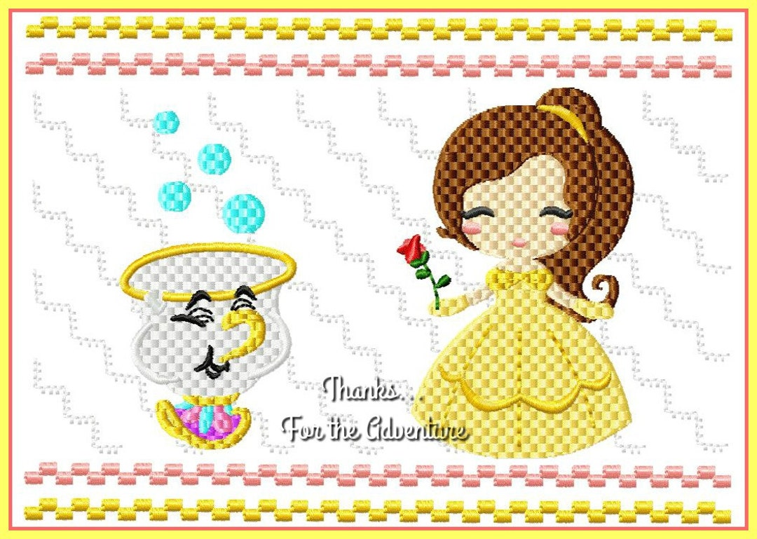 Belle and Chip From Beauty and the Beast Faux Smocking Digital ...