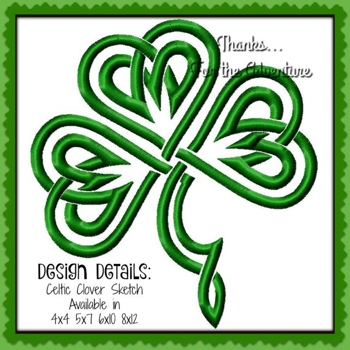 Celtic Clover Irish Shamrock St. Patrick's Day Digital Embroidery ...