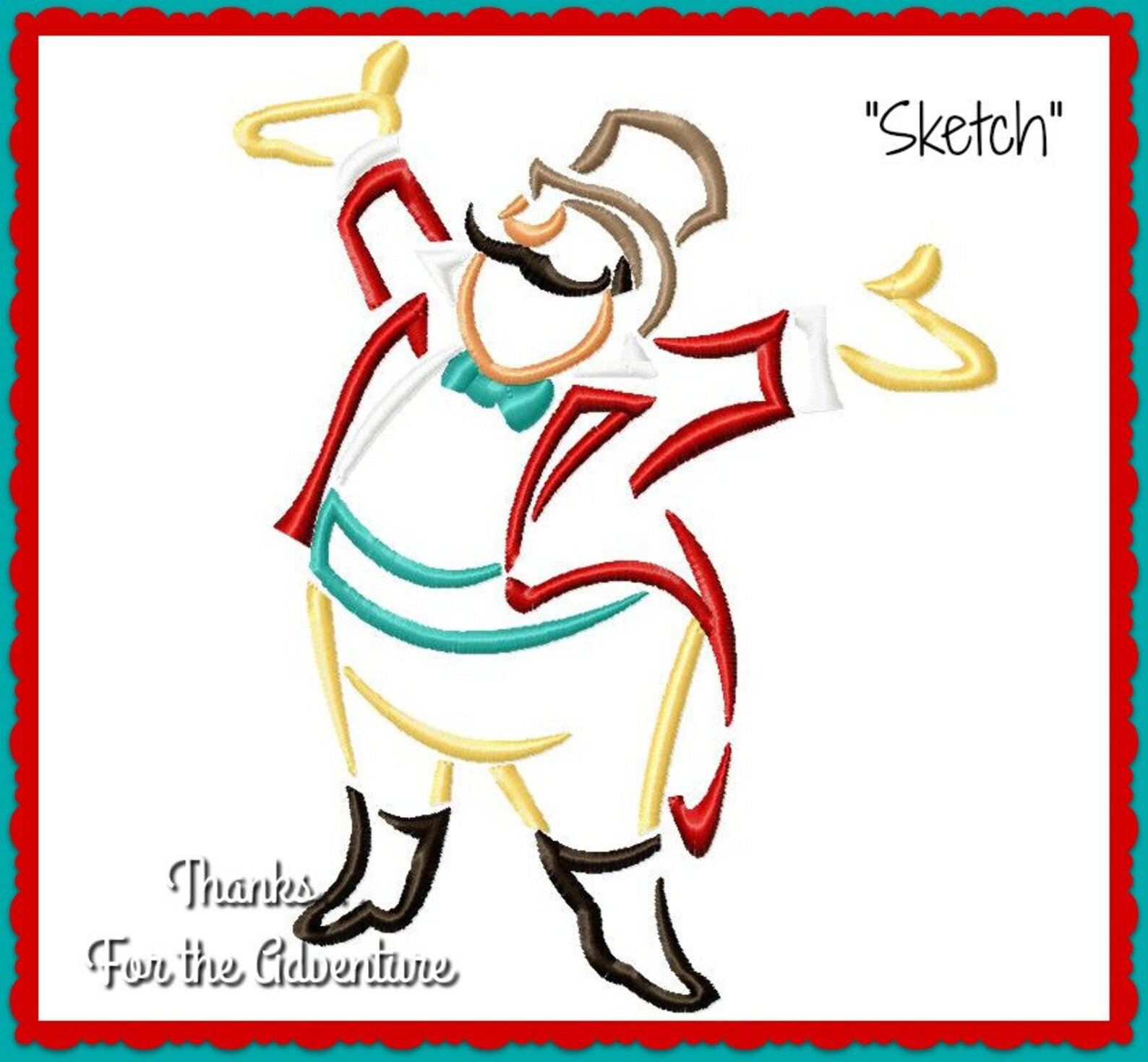 Ringmaster Circus Leader From Dumbo Sketch Digital Embroidery - Etsy