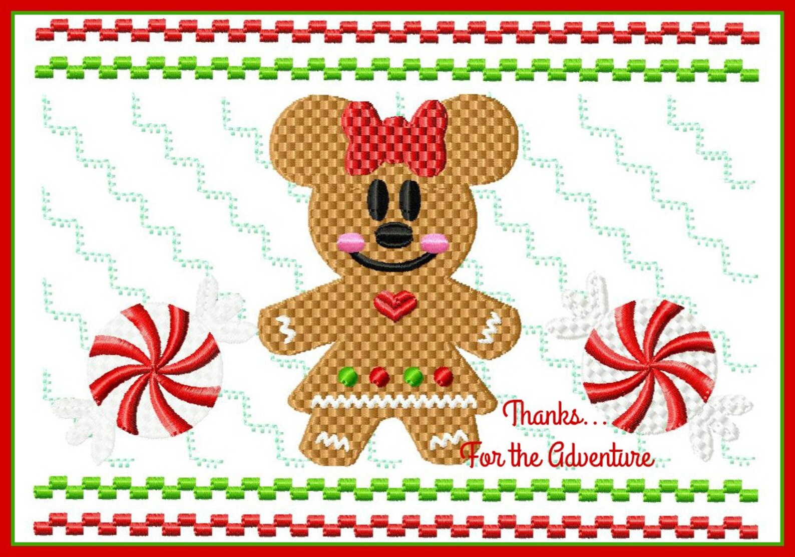 Minnie Mouse Christmas Gingerbread and Peppermint Faux Smocking Digital ...