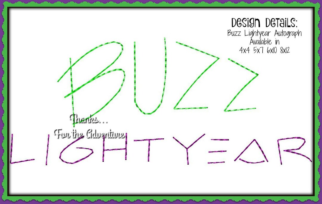 Buzz Lightyear Space Ranger From Toy Story Autograph Digital Embroidery ...