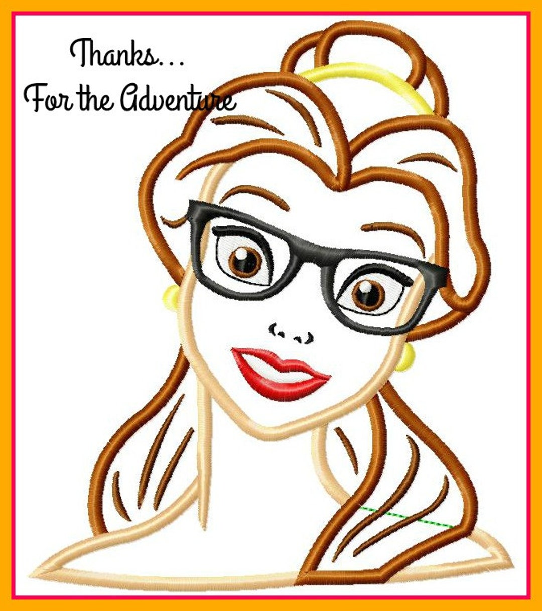 Belle From Beauty and the Beast Hipster Heart Digital Embroidery ...