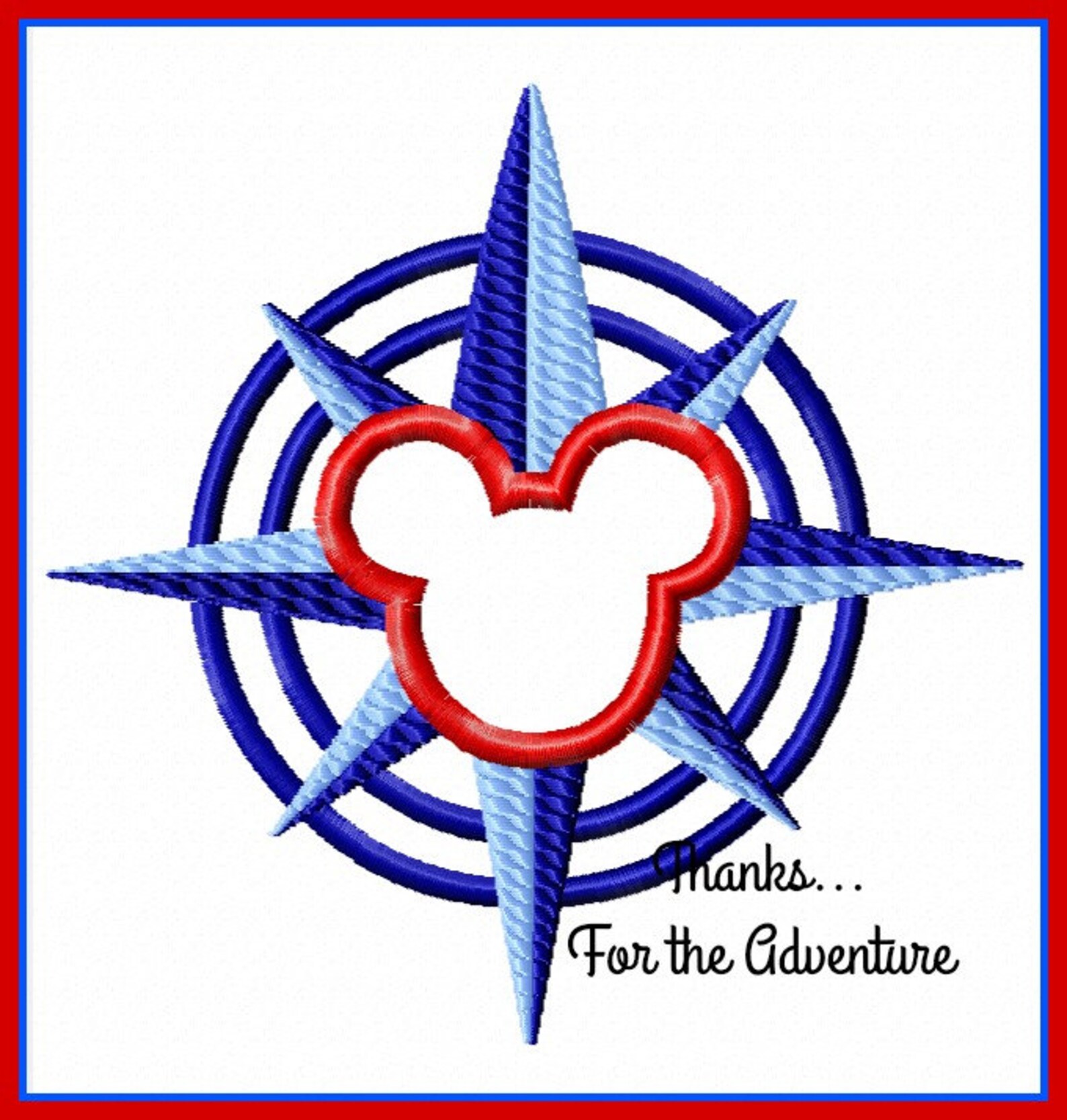 Cruise Line Mickey Compass Digital Applique Embroidery Machine Design ...