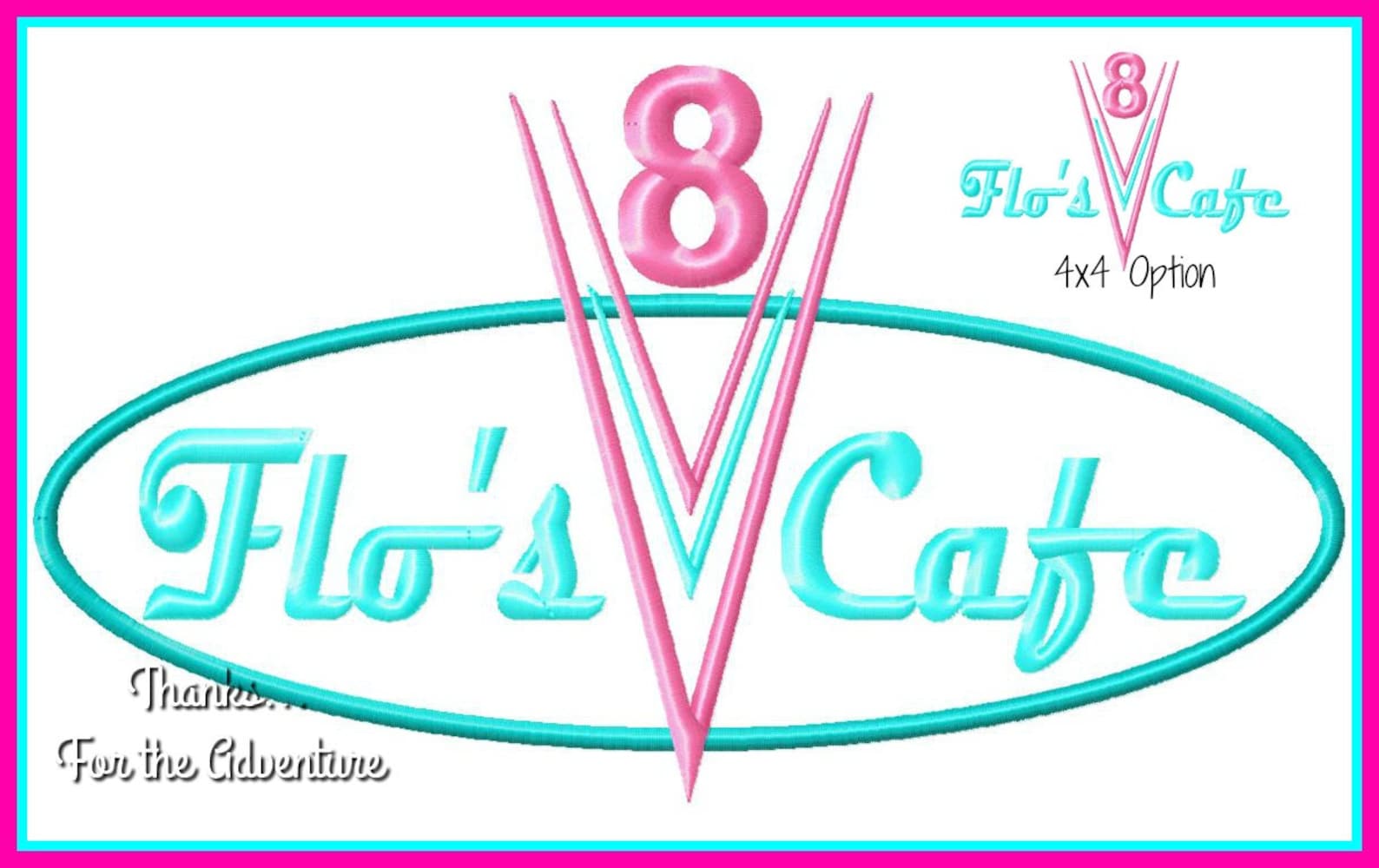 Flo's Cafe From Cars Logo Digital Embroidery Machine - Etsy