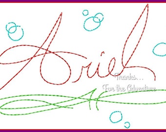 Ariel From the Little Mermaid Autograph Digital Embroidery - Etsy
