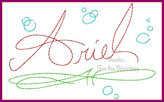 Ariel From the Little Mermaid Autograph Digital Embroidery - Etsy