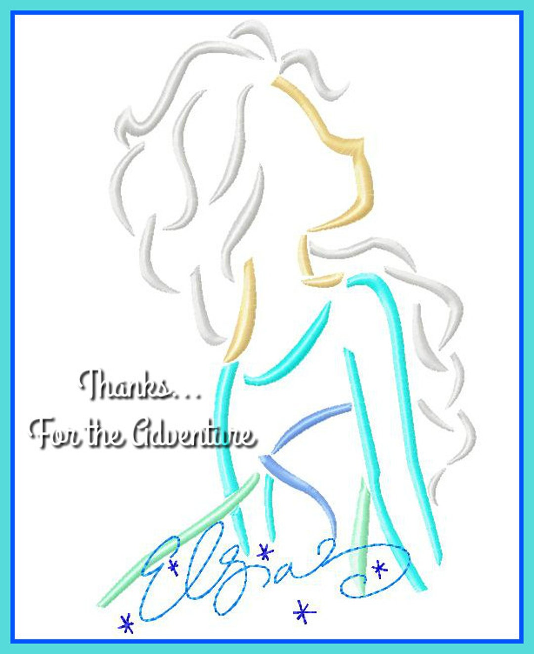 Queen Elsa From Frozen 2 Autograph Combo Sketch Digital Embroidery ...