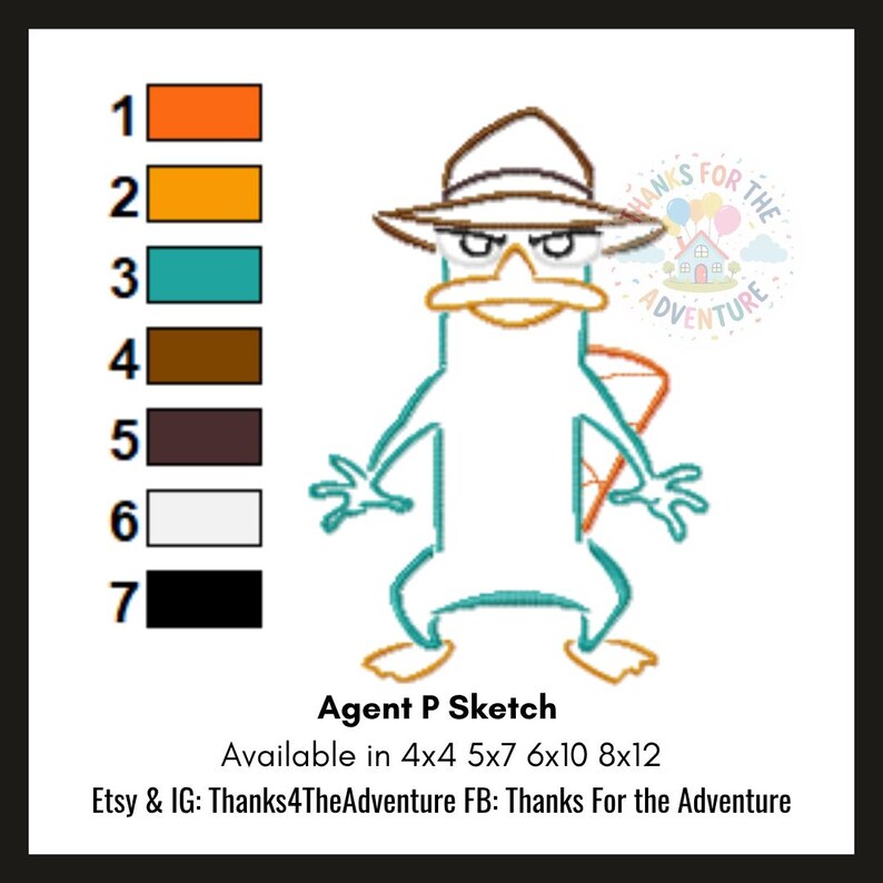 Agent P Perry the Platypus From Phineas and Ferb Sketch Digital ...