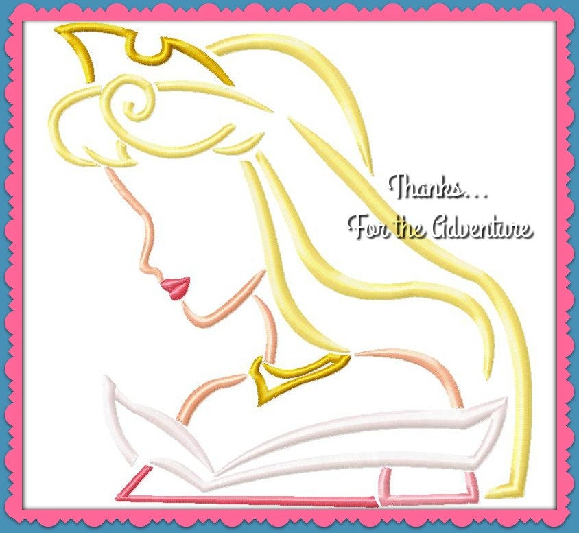Princess Aurora From Sleeping Beauty Sketch Digital Embroidery Machine ...