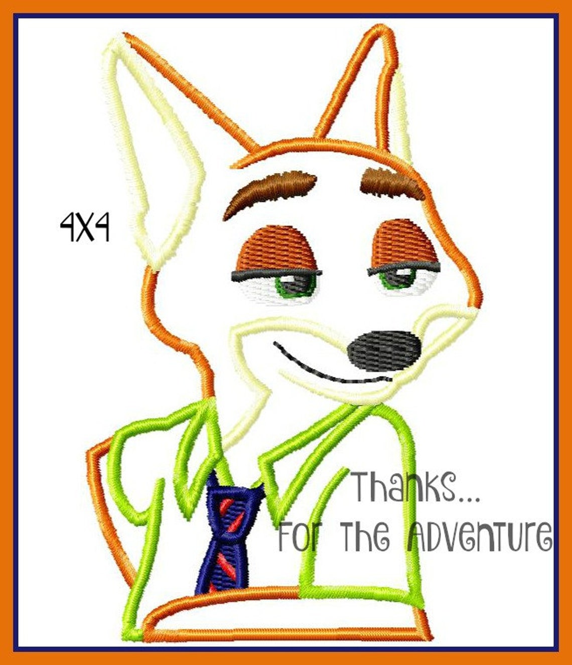 Zootopia Nick Wilde Sly Fox Digital Embroidery Machine | Etsy