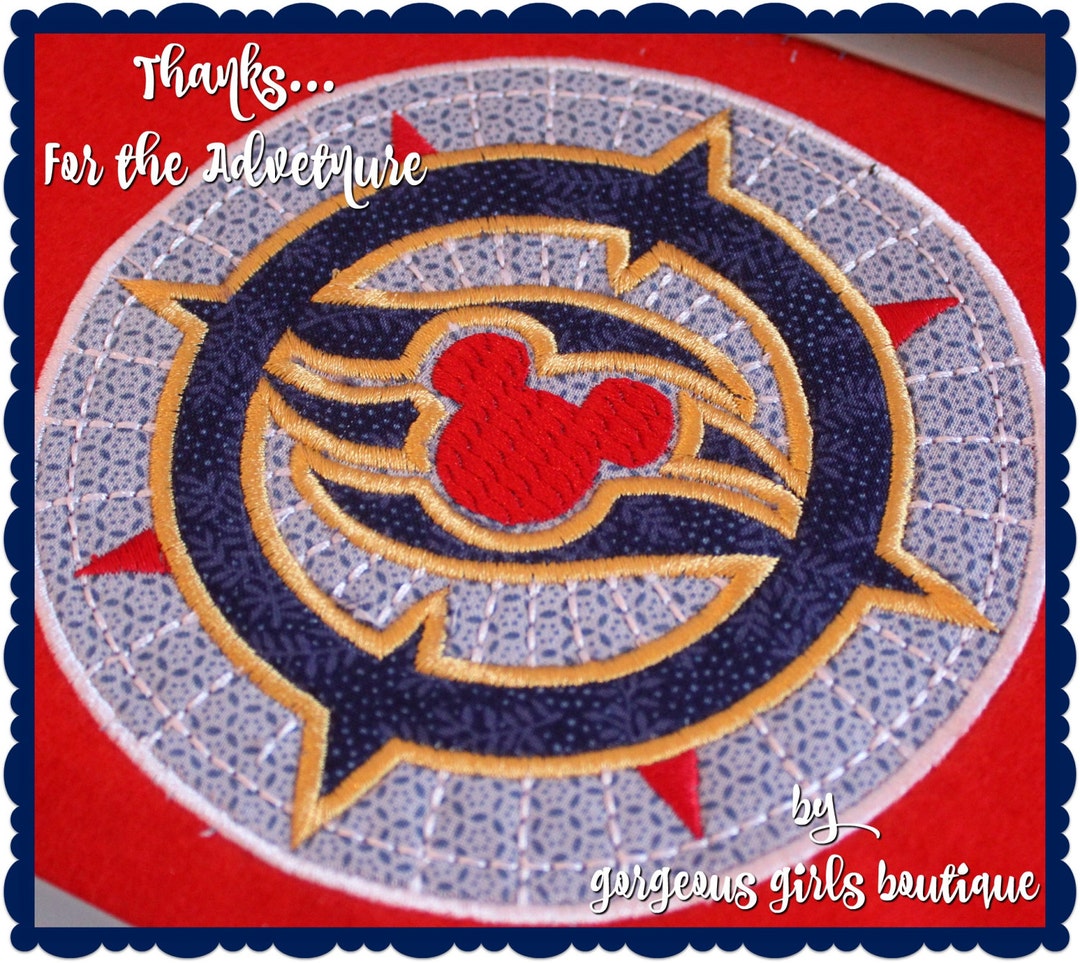 Cruise Line Mickey Mouse Compass Digital Embroidery Machine Applique ...