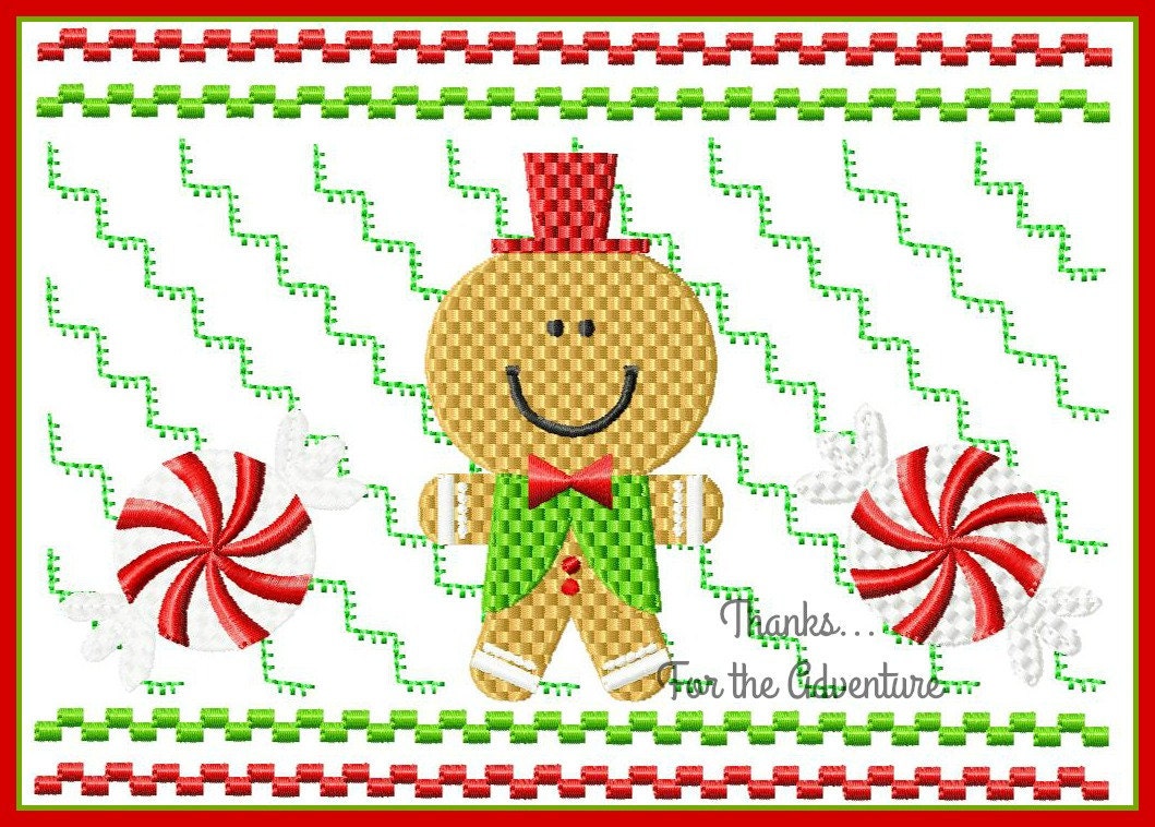 Gingerbread Man and Peppermint Faux Smocking Digital - Etsy