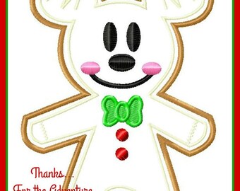 Minnie Mouse Gingerbread Cookie Applique Digital Embroidery Machine ...