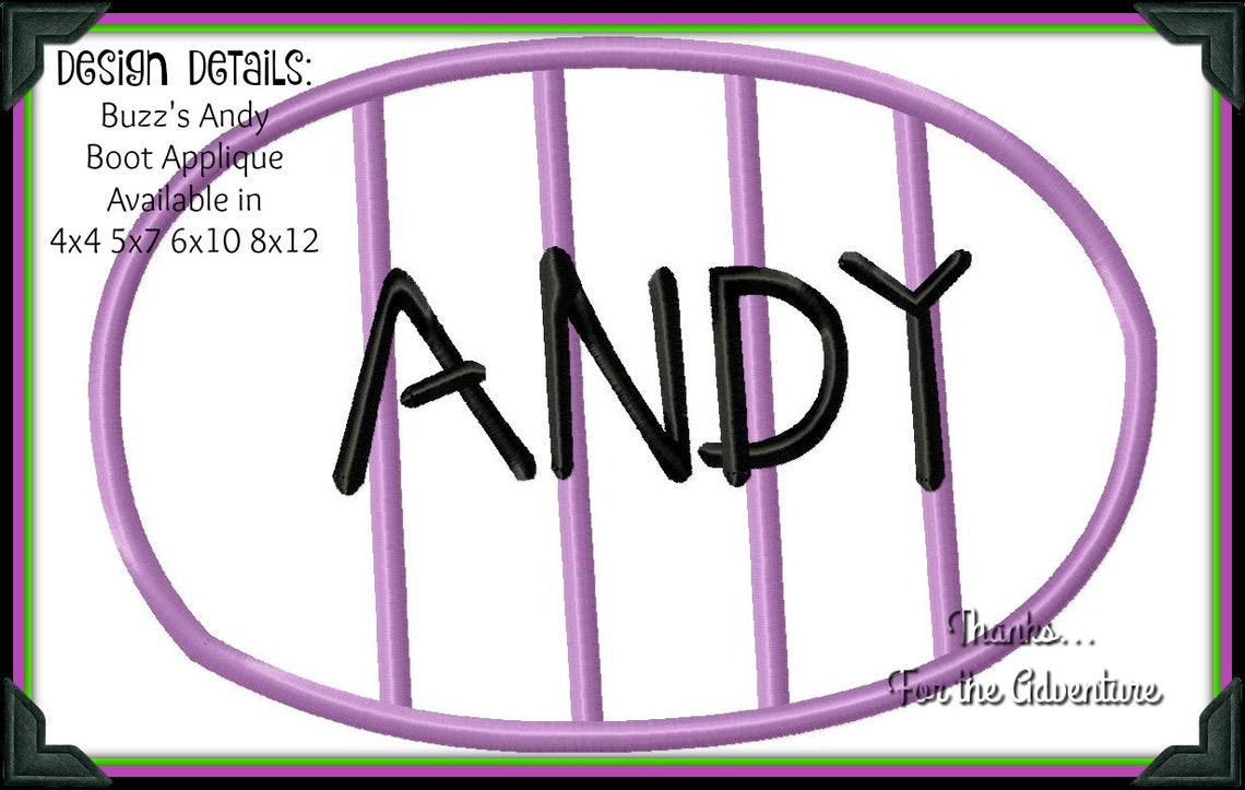 Toy Story Andy Buzz Lightyear Boot Digital Embroidery Machine - Etsy
