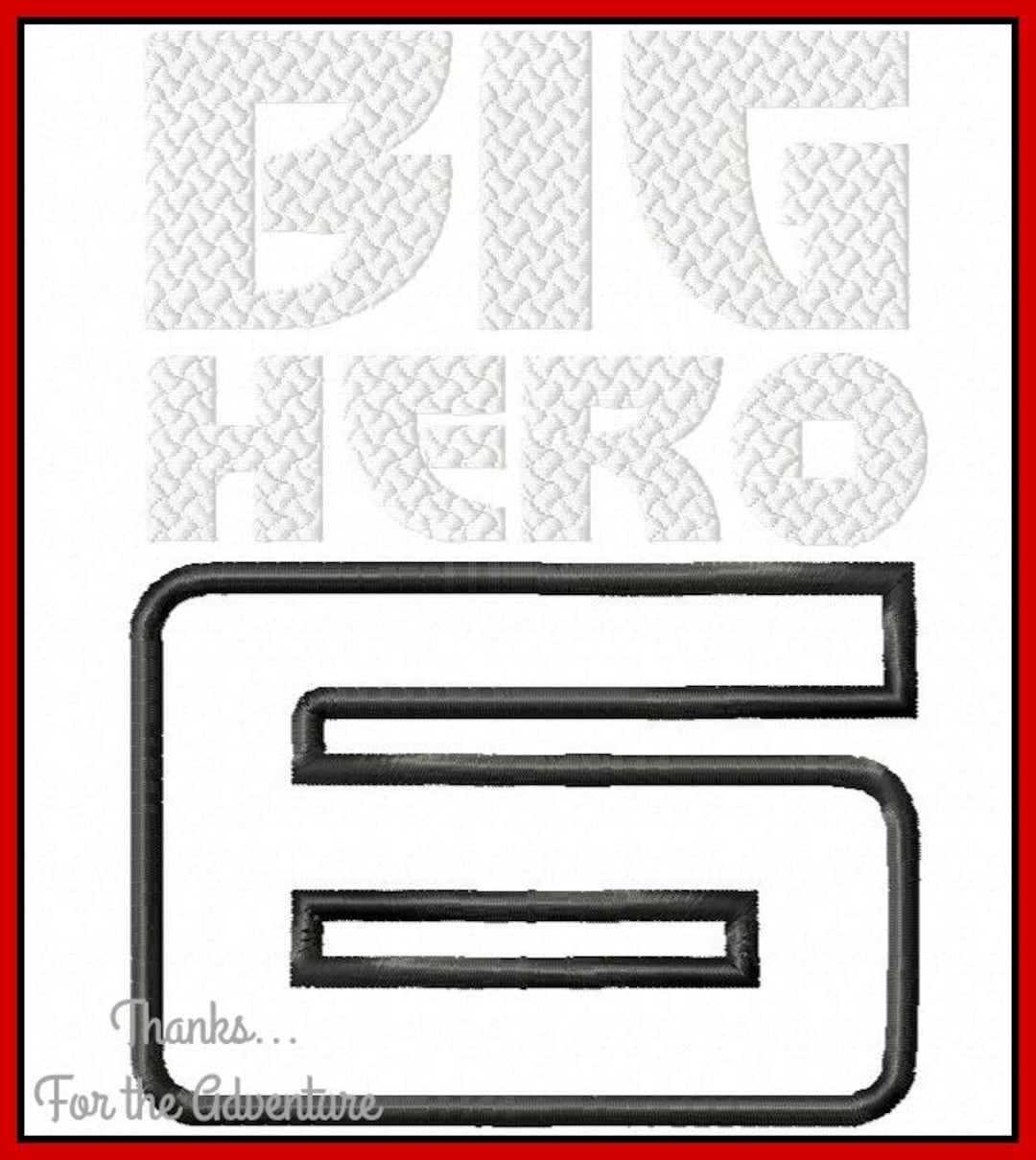 Big Hero Six 6 Logo Baymax Digital Embroidery Machine Applique Design ...