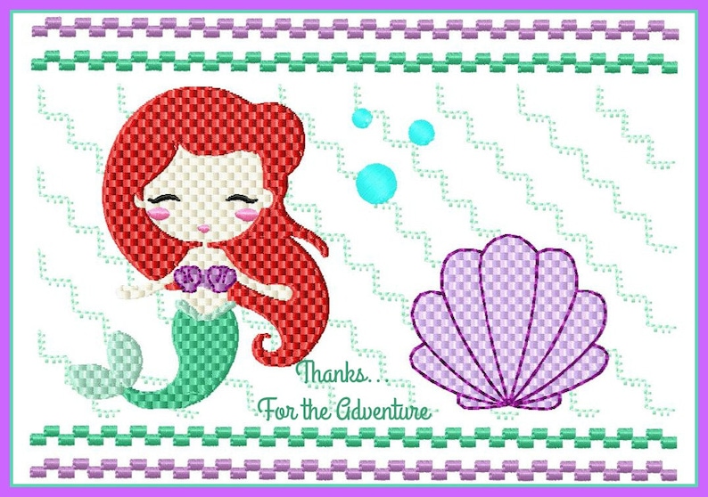 Princess Ariel From the Little Mermaid Faux Smocking Digital Embroidery ...