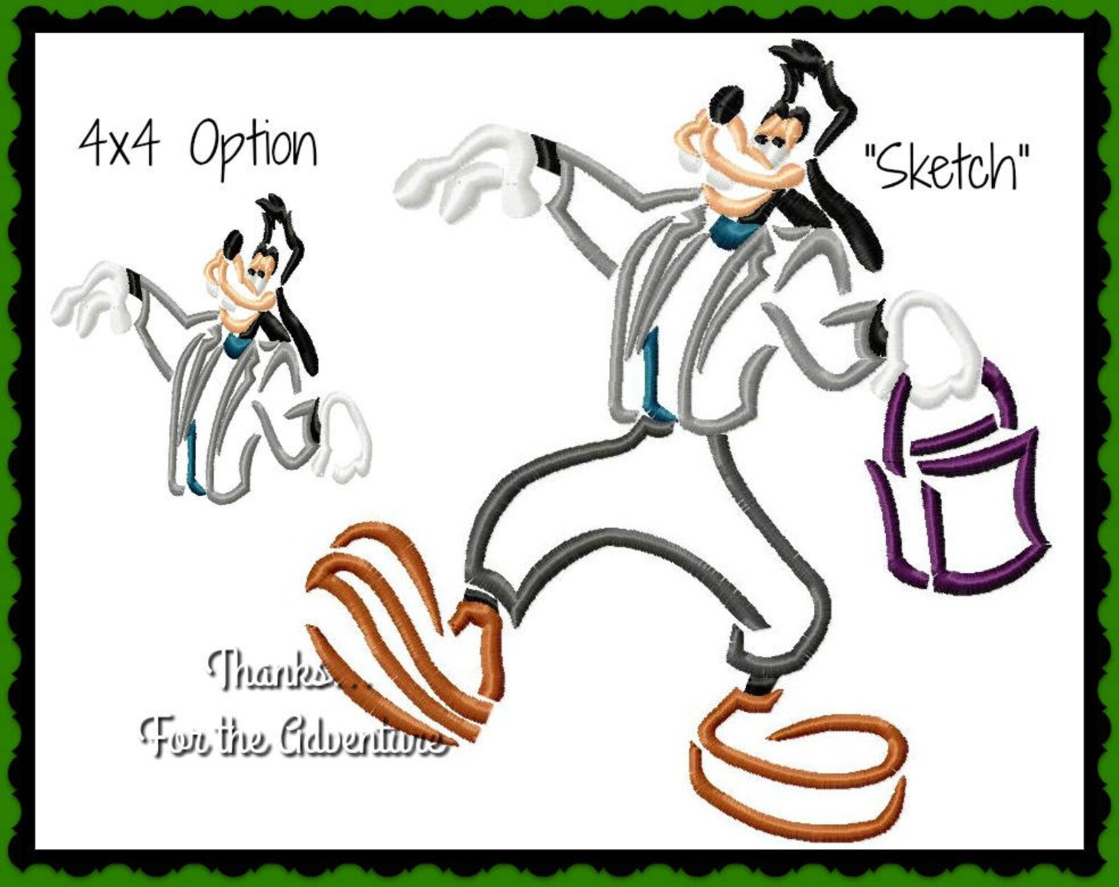 Halloween Goofy Frankenstein Digital Embroidery Machine Sketch Design ...