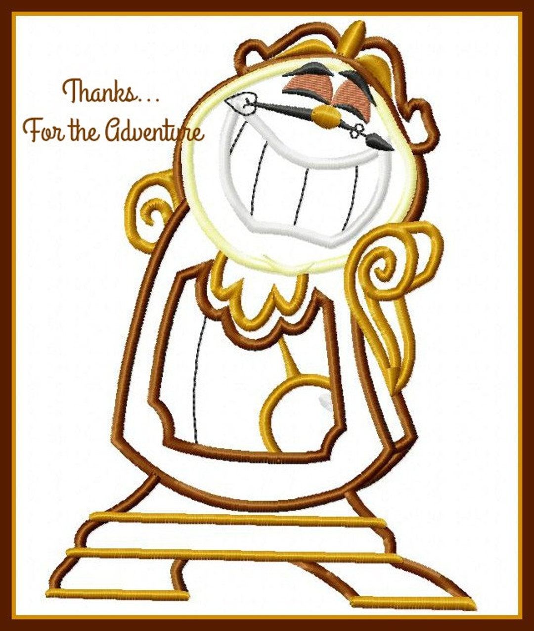 Cogsworth the Clock From Beauty and the Beast Digital Embroidery ...