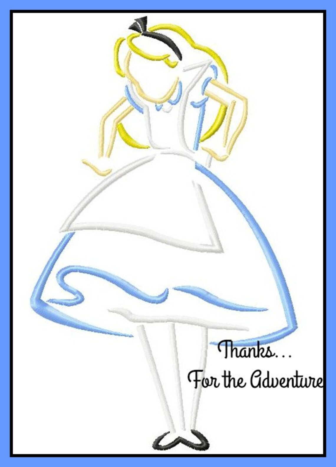 Alice in Wonderland Tall Alice Sketch Digital Embroidery - Etsy