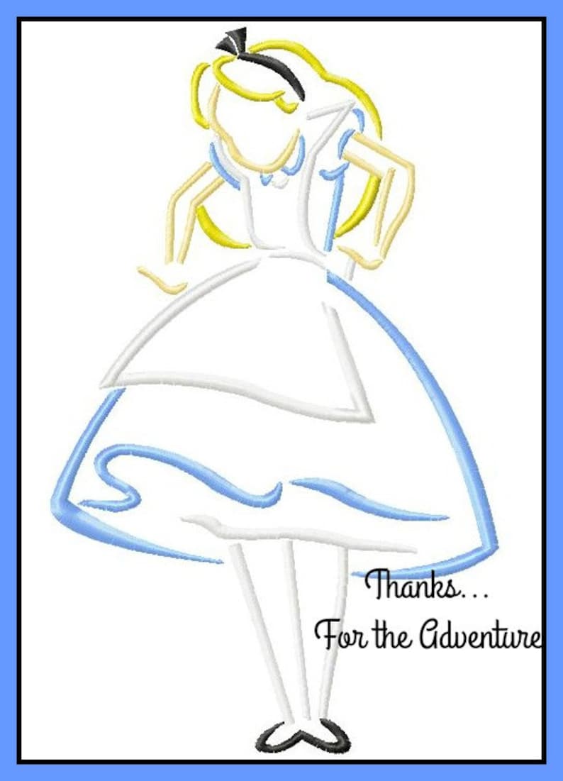 Alice in Wonderland Tall Alice Sketch Digital Embroidery - Etsy