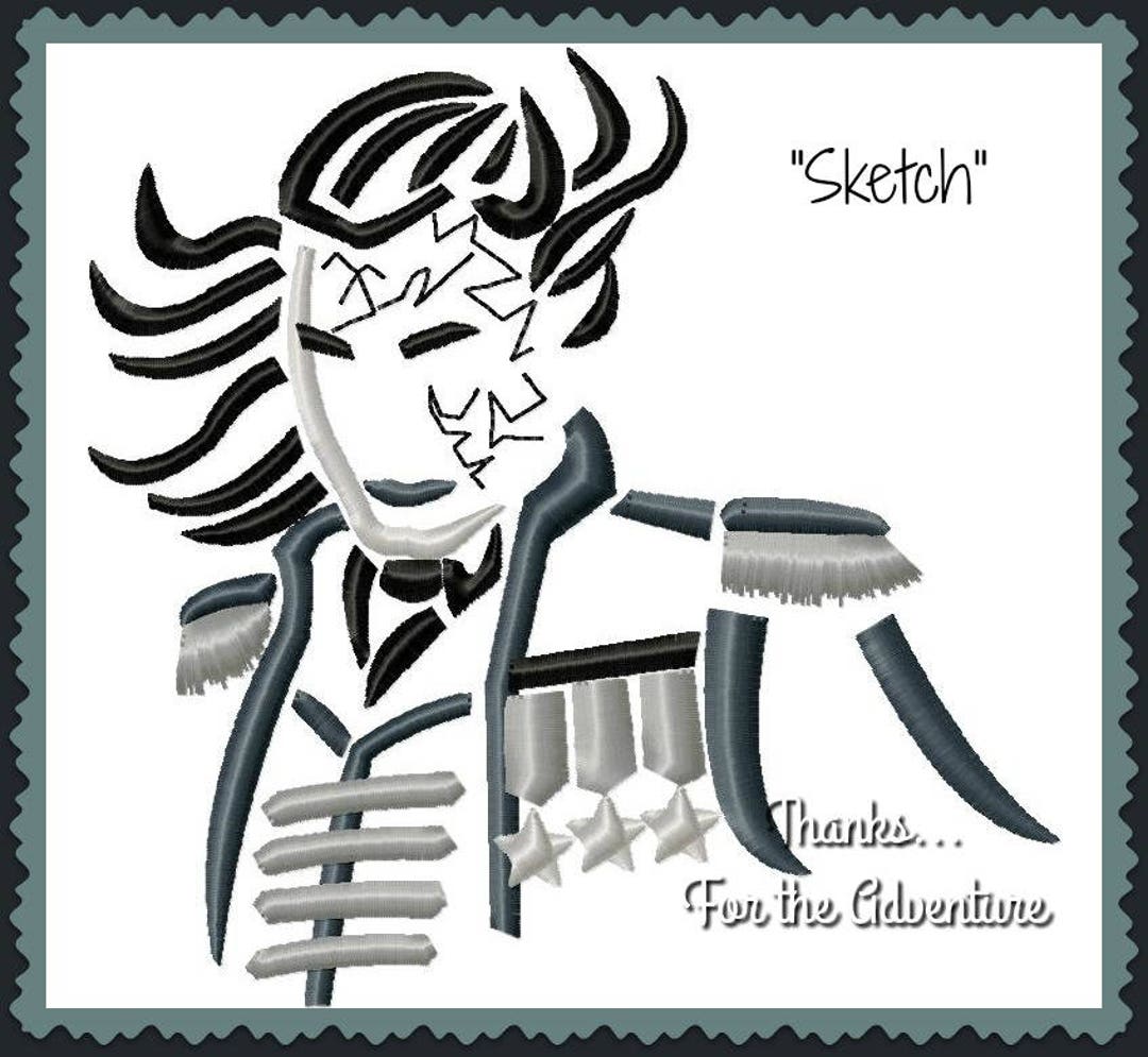 Captain Salazar From Pirates of the Caribbean Sketch Digital Embroidery ...