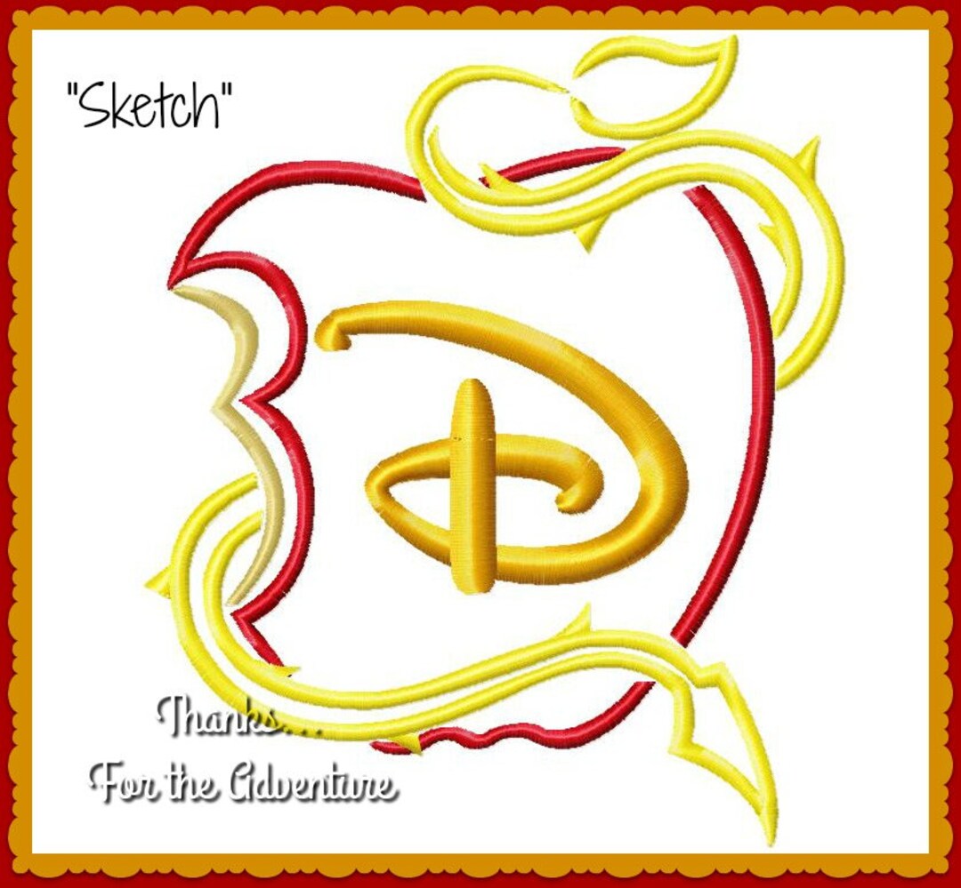Descendants Logo Sketch Digital Embroidery Machine Design File 4x4 5x7 ...