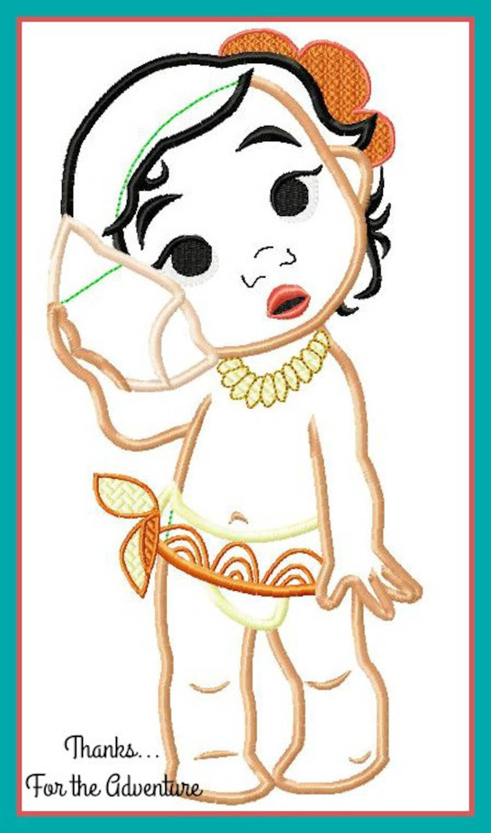 Baby Moana Island Princess With Seashell Digital Embroidery Machine ...