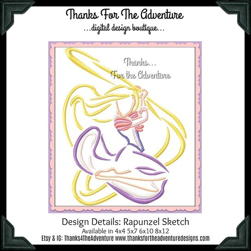 Rapunzel From Tangled Sketch Digital Embroidery Machine Design - Etsy
