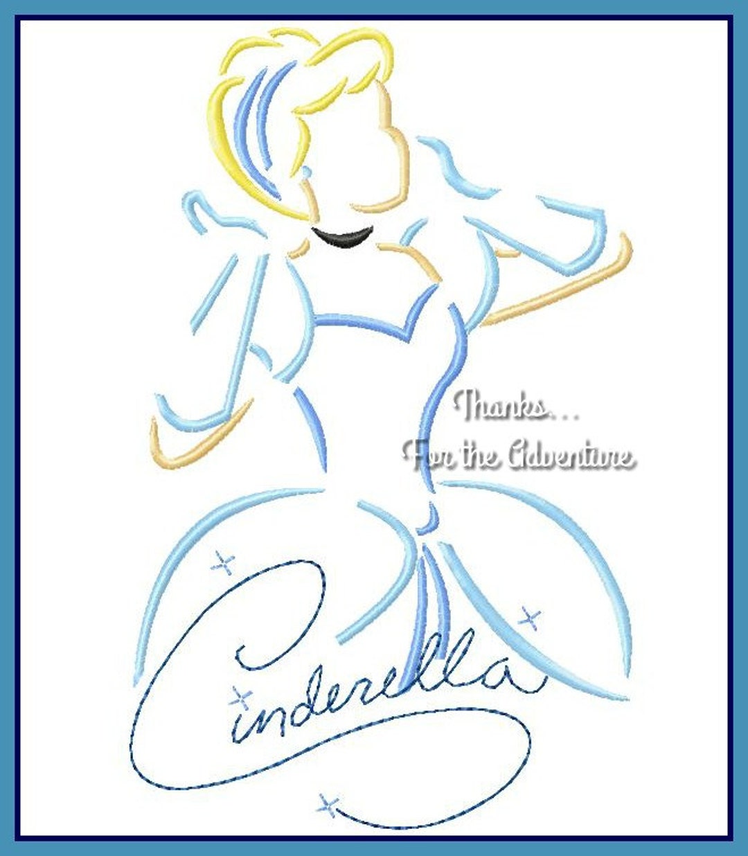 Princess Cinderella Autograph Sketch Combo Digital Embroidery Machine ...