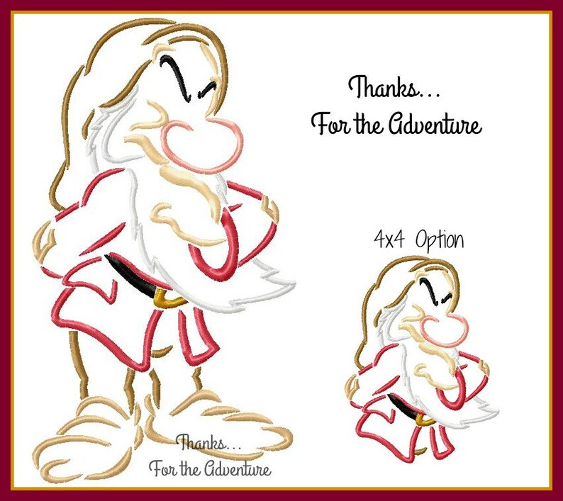 Grumpy From Snow White and the Seven Dwarfs Sketch Digital Embroidery ...