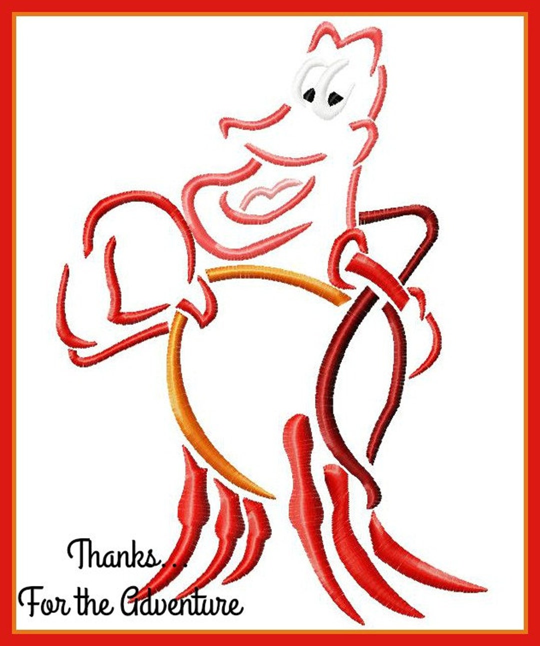 Sebastian From the Little Mermaid Sketch Digital Embroidery Machine ...
