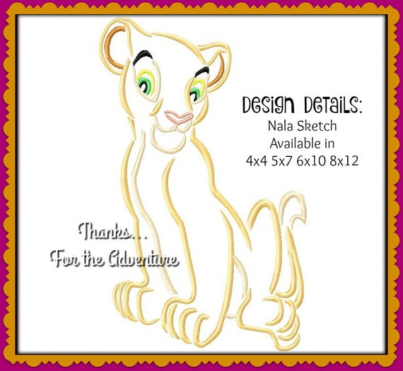 Lion King Nala Lioness Simba Lion Sketch Digital Embroidery - Etsy